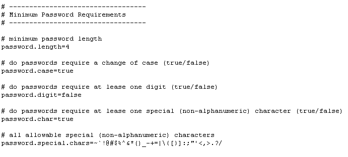 Changing password policy