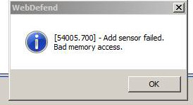 "Bad memory access" error when adding sensor