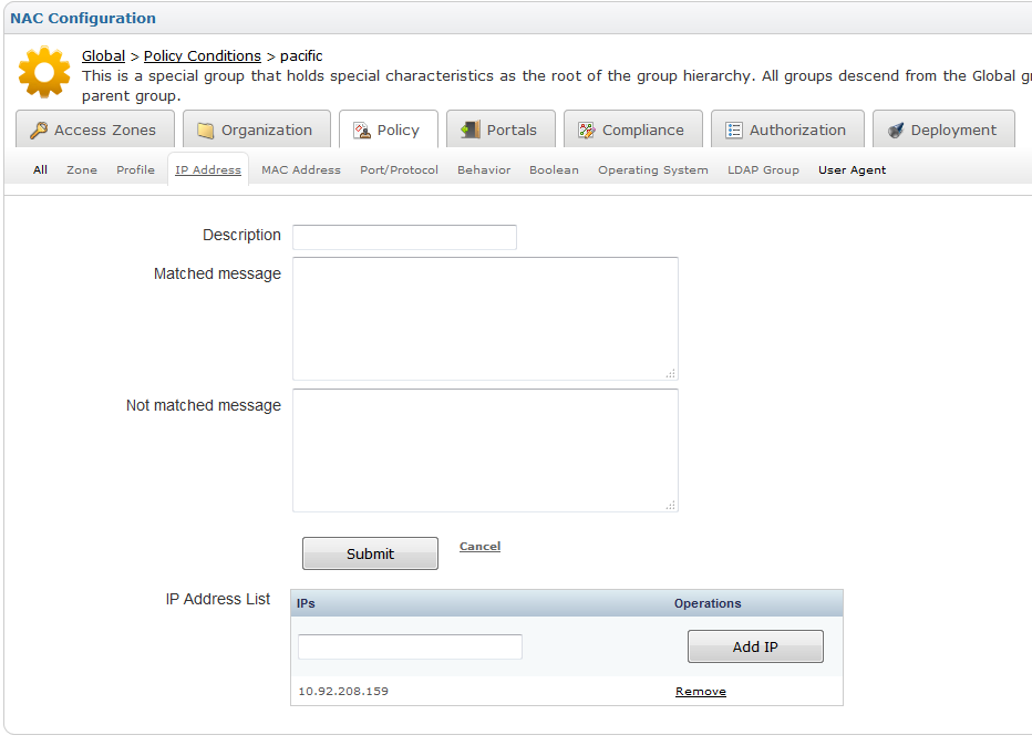 Creating a profile to detect communication on a specific port in NAC