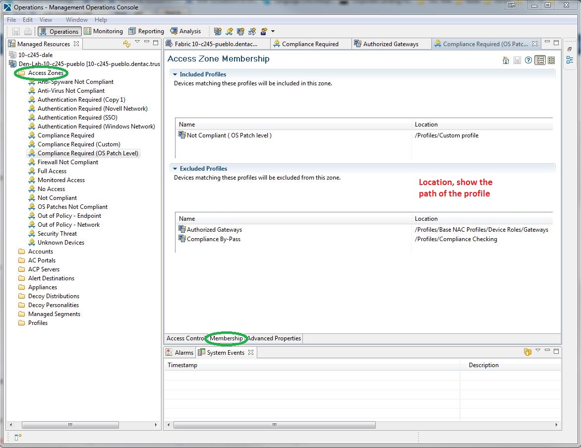 Determining what device Profiles are assigned to Zones