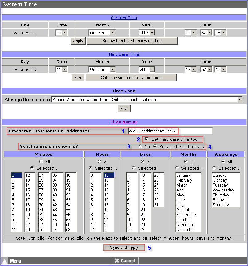 How can I synchronize Vital Security time to an atomic clock? (8.3.5, 8 ...